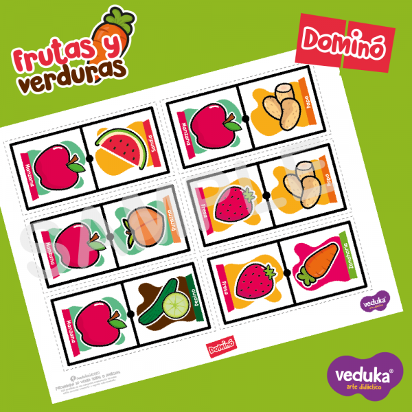 Dominó de Frutas y Verduras – veduka – Veduka Arte Didáctico