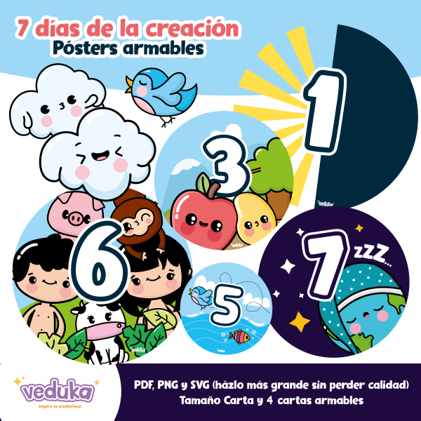 7 días de la creación posters armables – Veduka Arte Didáctico