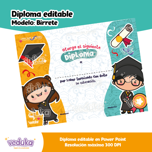 Diploma graduación modelo: Birrete – Veduka Arte Didáctico
