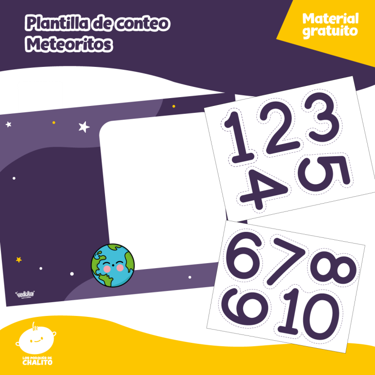 Plantilla de conteo: Meteoritos – Veduka Arte Didáctico